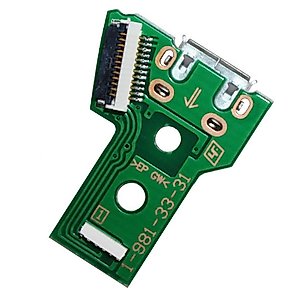 4 USB Charging Port Circuit Board, Charging Table Port 12 Pin with Cable Plug Accessories Micro USB Circuit Adapter JDS040 Controller LED Light Replacement Tape for PS4