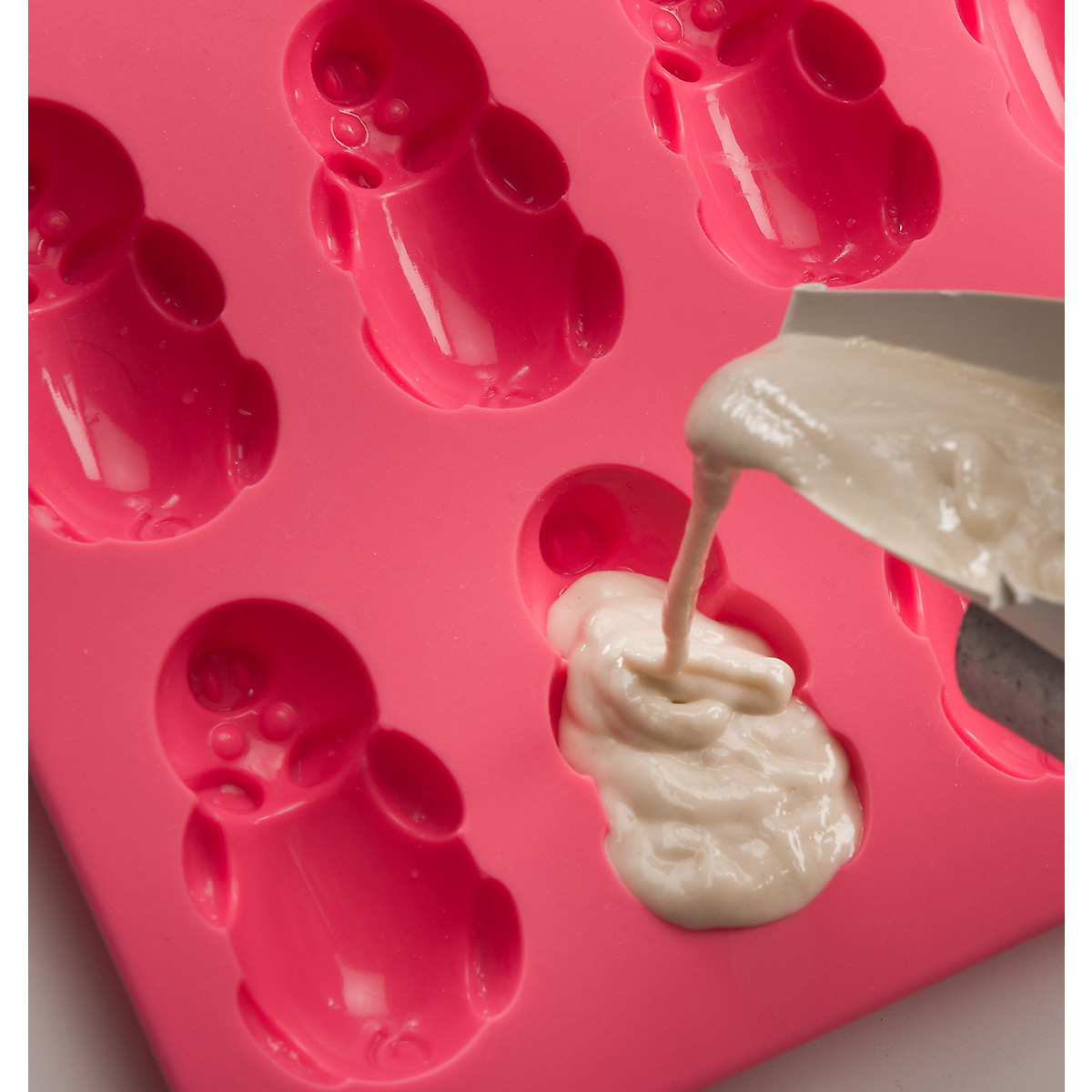 Mobi 12 Little Pigs in a Blanket Silicone Baking Mold, Pink
