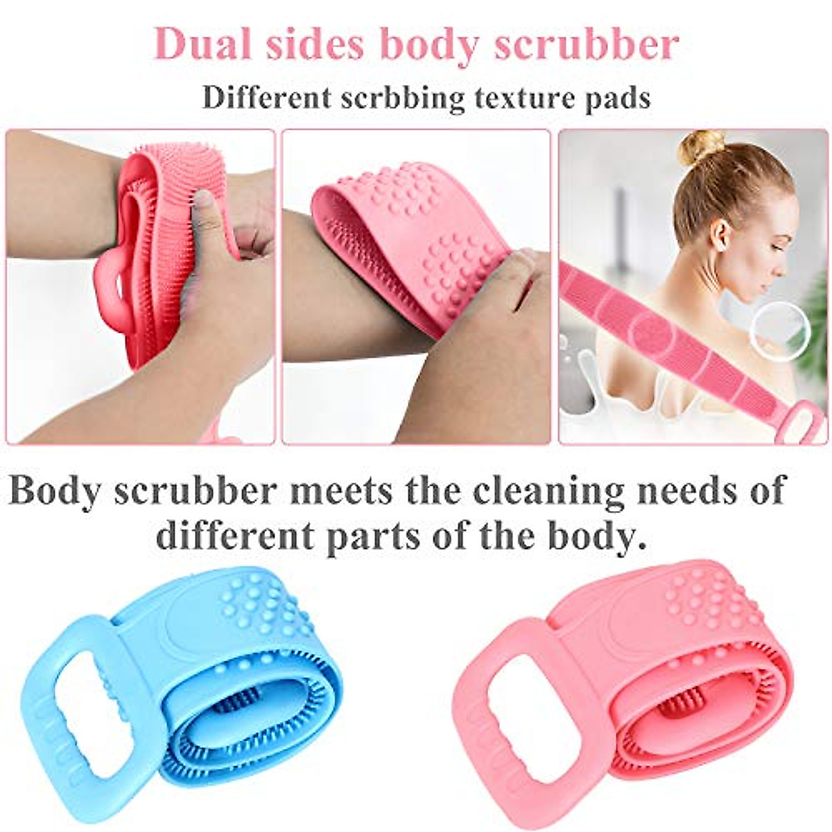 Back Scrubber for Shower，Lengthen Body Brush Exfoliating Loofah Brush Bathing Tool for Men Women,Hygienic Easy to Clean,Improves Blood Circulation and Skin Health(Pink)