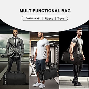 Krone Kalpasmos Small Gym Bag, Packable Sports Bag for Men, Gym Bags for Men with Shoe and Wet Pocket, Lightweight Waterproof Travel Duffel Bag (Black)