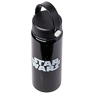 Silver Buffalo Star Wars Stainless Steel Water Bottle with Swivel Handle Featuring Star Wars Logo, 20 Ounces