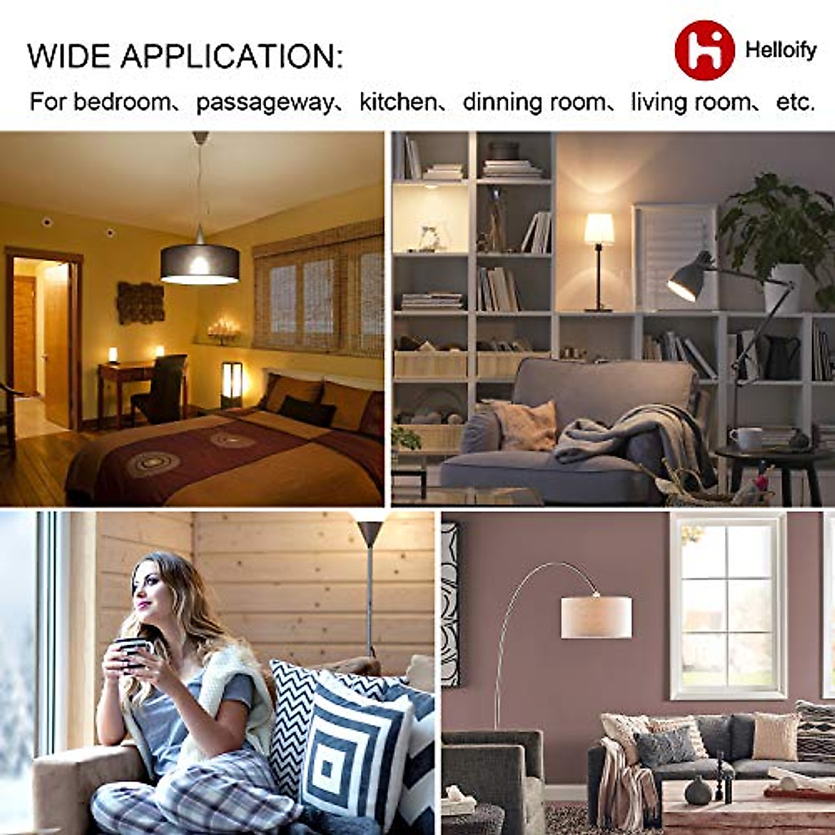 Helloify A19 LED Light Bulb, 9W (60W Equivalent), 806 Lumens, 2700K Soft White, Energy Saving Lamp for Office/Home, Non-dimmable, E26 Screw Base, 6 Count (Pack of 1)