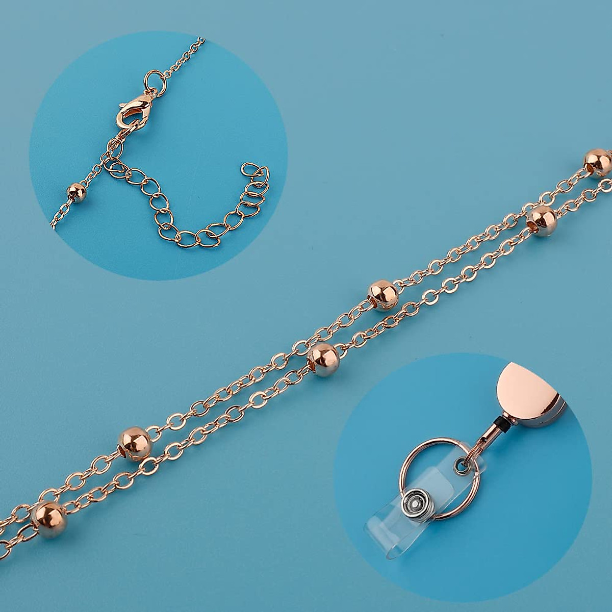 Lanyards for Id Badges, 3 Pack Badge Lanyard with 6 Pcs Badge Holder, Retractable Badge lanyards Id Holders for Girl Women Men (Black, Silver, Rose Gold)