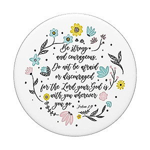 Joshua 1 9 Christian Bible Verse Pink Blue Scripture Quote PopSockets Swappable PopGrip