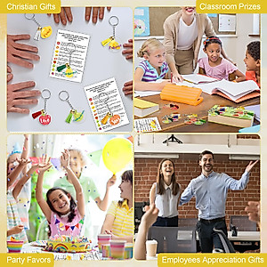 Landical 27 Sets Christian Bulk Gifts Fruits Bible Verse Keychain with Cards Spirit Week Accessories Gifts for Church Sunday School