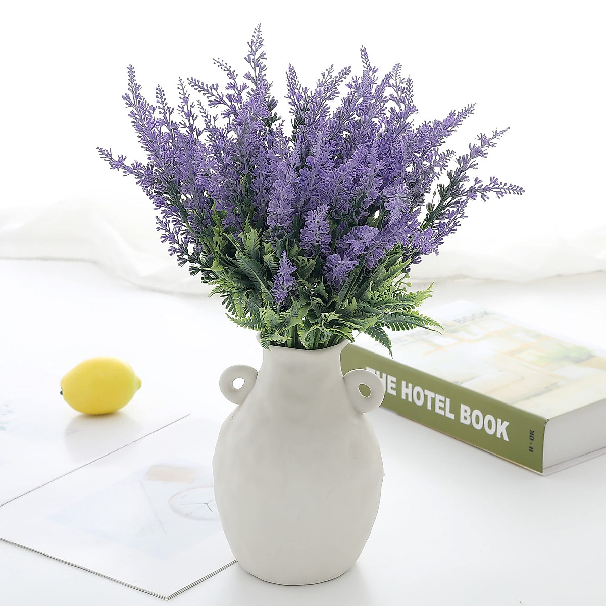 Grand Verde Lavender Artificial Flower Plants Faux Purple Bouquets Real-Touch DIY Home Decor Garden Patio Balcony Wedding Decoration, Bulk 8pcs