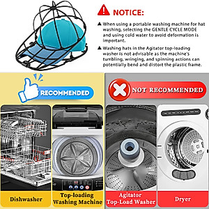 Hat Washer Cage for Washing Machine, Ball Cap Washer for Baseball Caps, Hat Cleaner Washing Cage for Dishwasher Fit for Adult and Kid's (Black)
