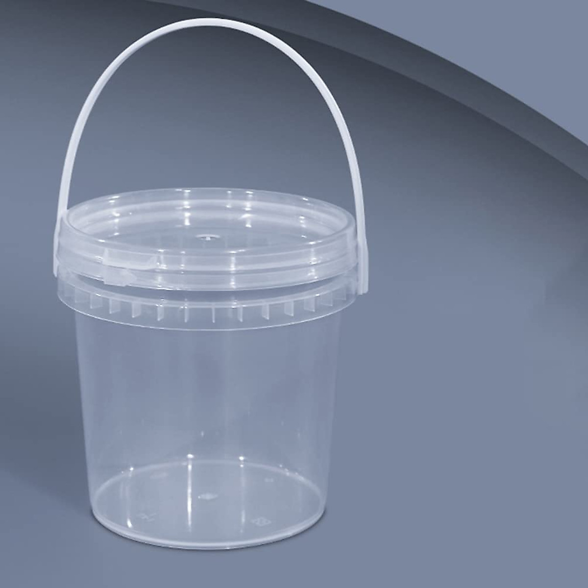 Operitacx 2 Pcs Clear Plastic Container with Lid Ice Cream Bucket Food Storage Containers Freezer Storage Buckets Round Plastic Pails with Handle for Homemade Ice-cream 1L