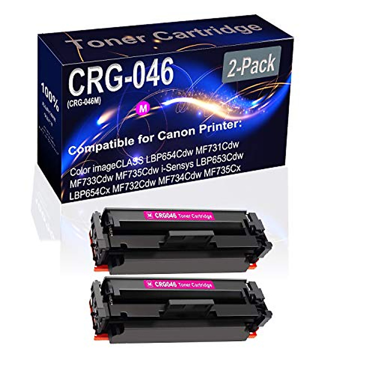 2-Pack (Magenta) Compatible LBP654Cdw MF731Cdw MF733Cdw MF735Cdw i-Sensys LBP653Cdw Laser Toner Cartridge (High Capacity) Replacement for Canon CRG-046 (CRG-046M) Printer Toner Cartridge
