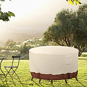Vailge Round Patio Furniture Covers, 100% Waterproof Outdoor Table Chair Set Covers, Anti-Fading Cover for Outdoor Furniture Set, UV Resistant, 62" DIAx28 H,Beige & Brown