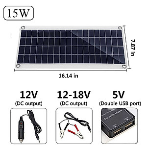 HZRU 15W 18V Solar Panel Semi-Flexible Solar Laminate Polycrystalline Outdoor Emergency Charging Pet Room with Fan for Cooling and Ventilation