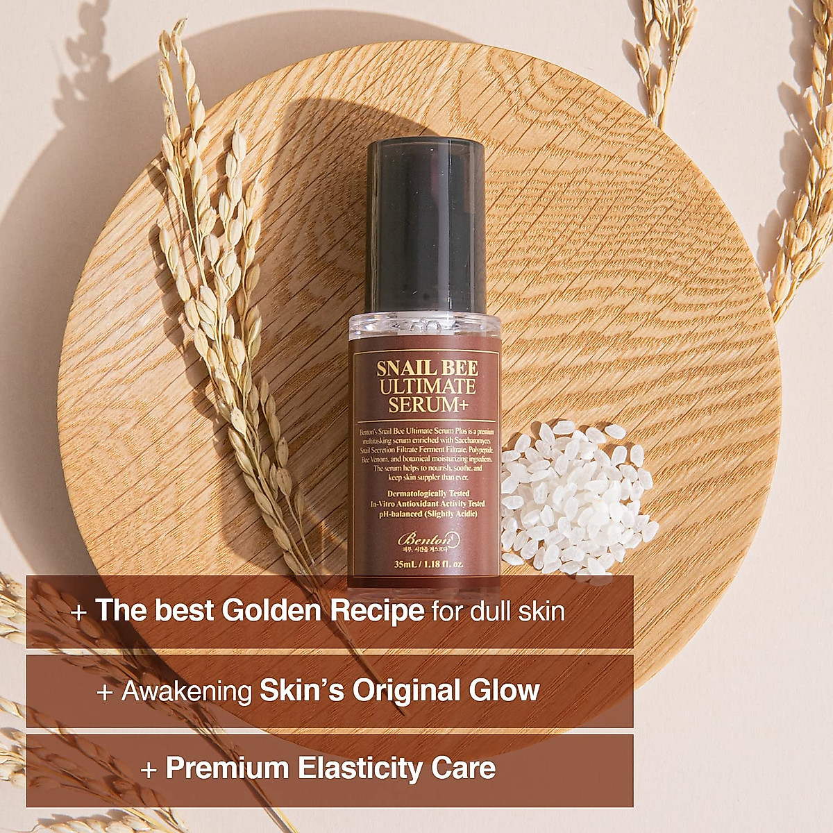 BENTON Snail Bee Ultimate Serum Plus 35ml (1.18 fl.oz.) - Snail Secretion Filtrate, Bee Venom, Tea Tree Leaf Water Contained Skin Nourishing & Soothing Facial Serum for Sensitive, Dry Skin