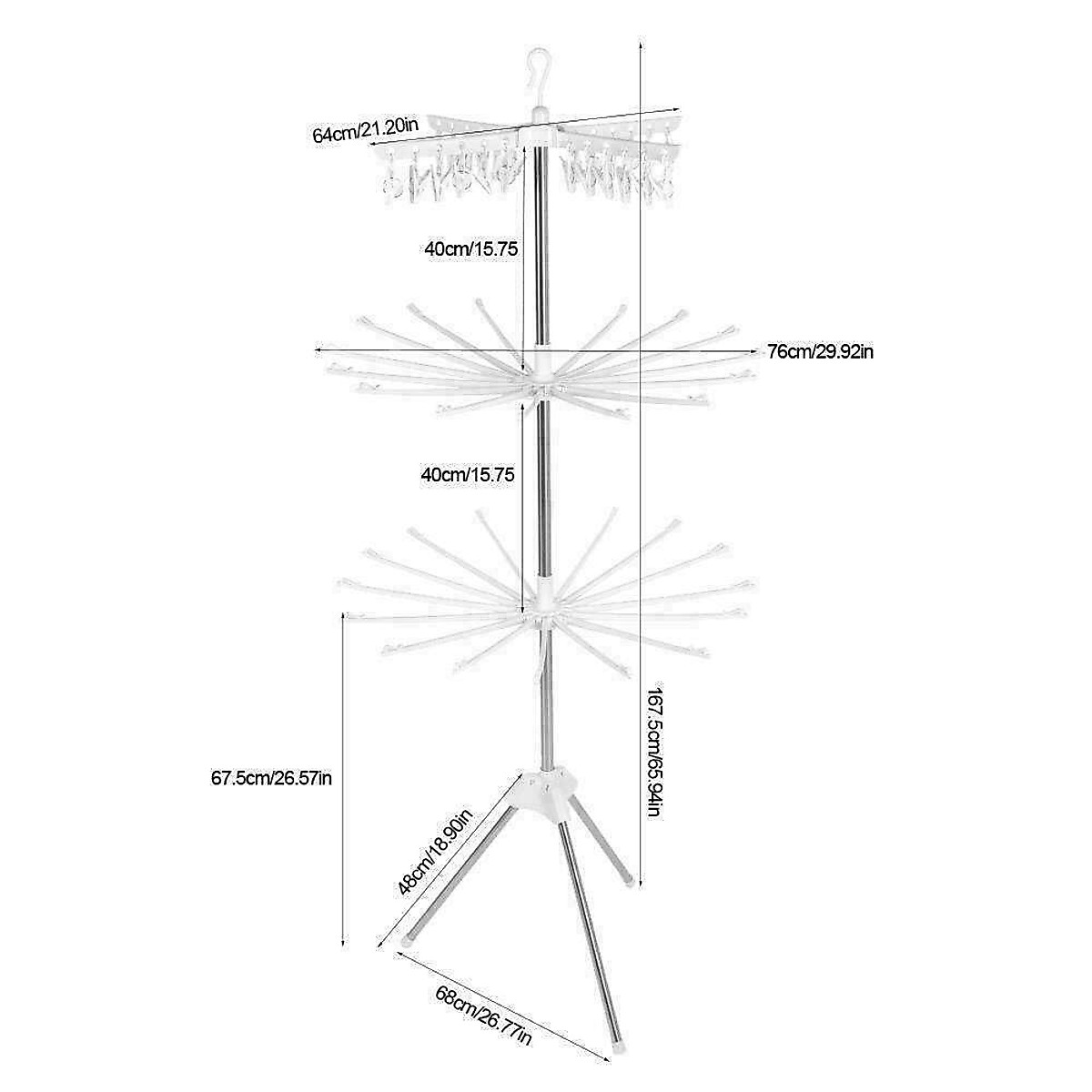 UYSB 3-Tier Clothes Drying Rack Line Laundry Dryer Indoor Retractable Folding Stand Drying Rack Drying Rack Clothing Laundry Drying Rack Laundry Rack Clothes Dryer Laundry Racks for Drying Cloth