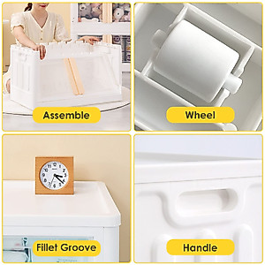 Storage Cabinet Plastic-76Qt/19Gal Baby Clothes Organization and Storage White Stackable Toy Storage with Lids, Collapsible Storage Box with Wheels Plastic Containers Storage Bins