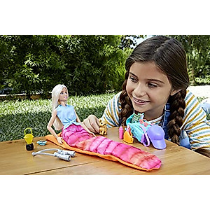 Barbie It Takes Two Doll & Accessories, Malibu Camping Playset with Doll, Pet Puppy & 10+ Accessories Including Sleeping Bag