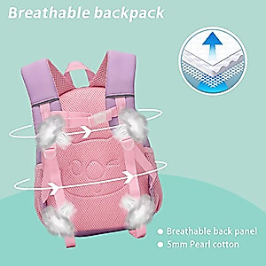 Tanou Toddler Backpack for Girls, 11 Inch Kids Backpacks for Preschool Kindergarten, Cute Cartoon Animal Style School Bag for Little Kids Aged 1-3 Years, Purple Unicorn