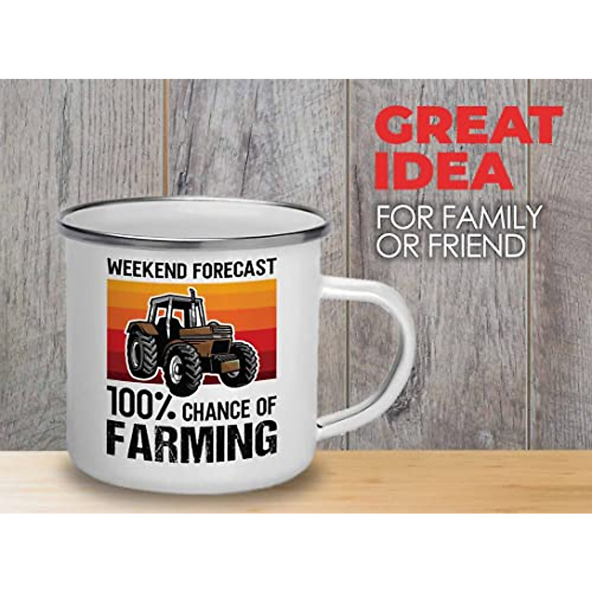 Bubble Hugs Farmer Birthday Camper Mug White 12oz - Forecast Farming - Dry Farming Farm ranch Market Garden Agricultural Seed Drill Acre Hay Tractor Farmer Crops