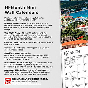 The Caribbean | 2024 7 x 14 Inch Monthly Mini Wall Calendar | BrownTrout | Travel Nature Beach Tropical