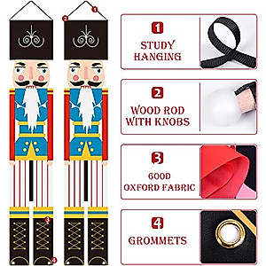 LioNergy Nutcracker Christmas Porch Sign, Xmas Decor Banners, Patriotic Christmas Decorative Nutcracker Banner for Holiday Home Indoor Outdoor Porch Wall Christmas Party Decoration