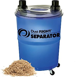 Dust Right Dust Separator + 36” Flex-Form Hose - Cyclone Dust Collector Separates Sawdust, Wood Chips, Debris, and More – 10-Gallon Translucent Bucket - Dust Collectors for Woodworking for Shop Vacs