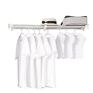 DAHOOMII Adjustable Closet Shelf Divider Tension Rod Expandable Clothes Storage Hanger Coat Rack DIY Stainless Steel 69-91.5cm/27.17inch-36.02inch 0778 -10 0