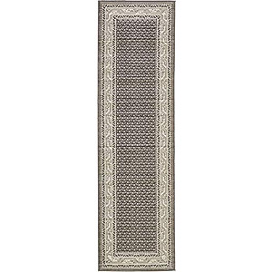 Unique Loom Williamsburg Collection Traditional Border with Dotted Center Area Rug, Runner 2' 9" x 9' 10", Gray/Beige