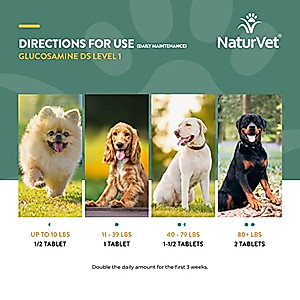 NaturVet Glucosamine DS Level 1 Maintenance Care Hip & Joint Support Pet Supplement for Dogs & Cats –Glucosamine, Chondroitin, Antioxidants –Supports Cartilage, Joint Function – 150 Ct.