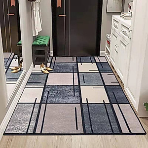 Grey Geometric Checkered Area Rug,Indoor Outdoor Rug，Low lint and Easy Care，Foldable Comfort Casual Living Room Bedroom Area 2x3ft