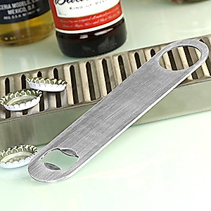 (Set of 2) Flat Bottle Opener, 7-Inch Heavy Duty Stainless Steel Bar Blade, Speed Opener, Beer Bottle Opener by Tezzorio