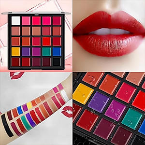 YARLADY 25 color Lipstick Lip Gloss Palette 24H Long-lasting moisturizing Waterproof matte Lip Palette Makeup,Pigmented Festival Halloween Body Face Paint Matte Lipstick Set