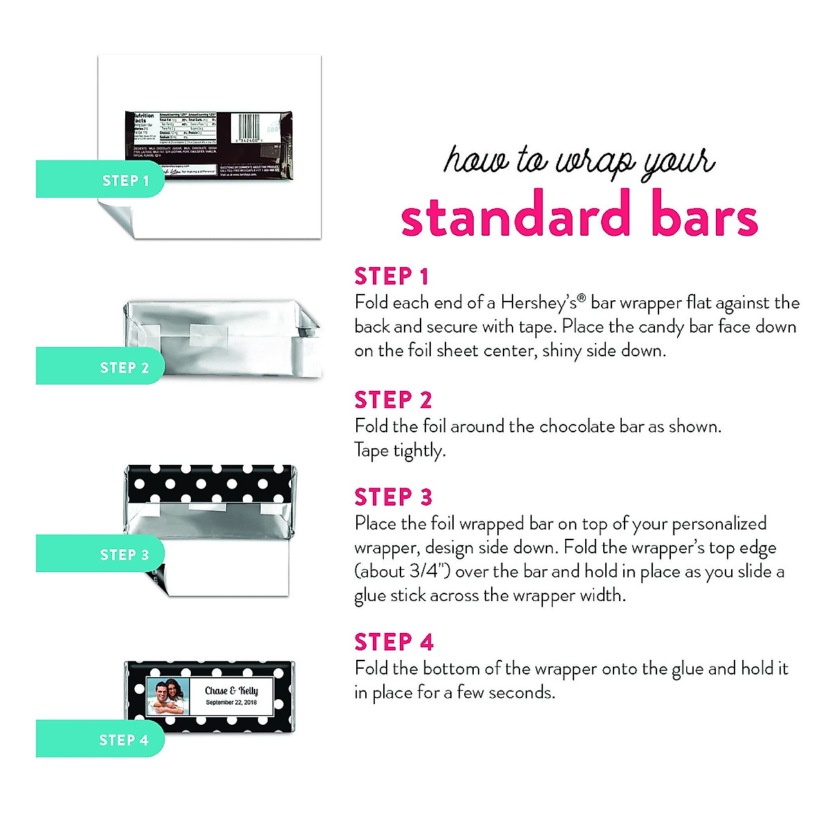 Blue It's a Boy Baby Shower Wrappers for Chocolate Bars, Gender Reveal Party Favors, DIY Party Decorations (24 Pack)