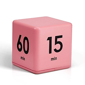 Cube Timers Cube Kitchen Timer Gravity Sensor Flip Timer Cube Countdown Timer 2.6 Inch Kids Timer Square Workout Timer Exercise Timer Game Timer 15-20-30-60 Minutes for Time Management (Pink)