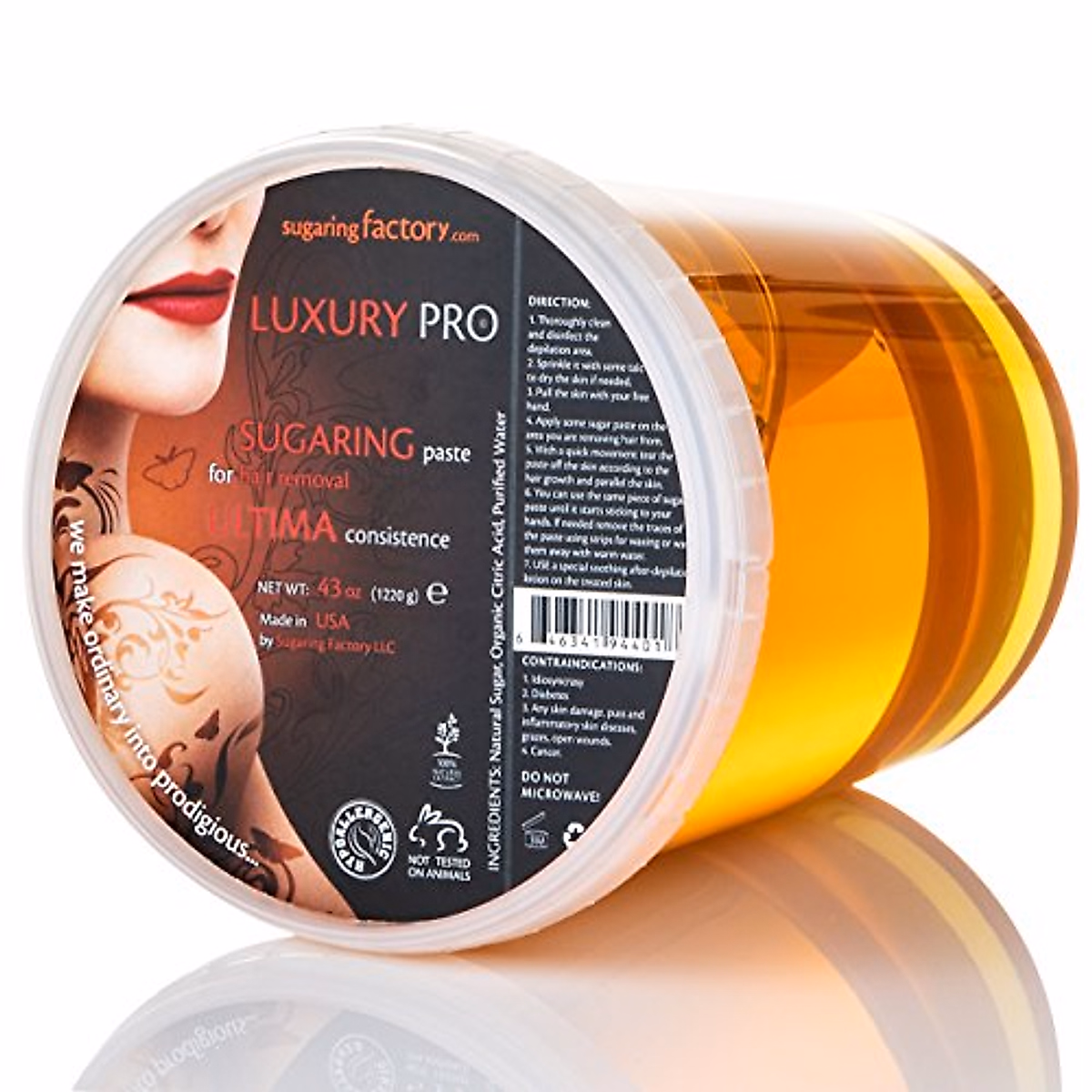 Sugaring Paste Hair Removal – Ultima Sugar Wax Luxury Pro for Body & Brazilian Bikini Sugaring – Sugar Paste Made in USA, Organic Sugar Depilation, 43 oz – Sugar Waxing Kit for Women and Men