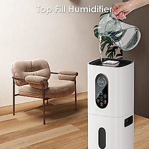 Humidifier for Large Room Bedroom, BITOWAT Warm & Cool Mist Humidifiers 9L/2.38 Gallon, Top Fill, Essential oil Tray, Custom Humidity, 3 Mist Level, Timing Setting, Remote Control