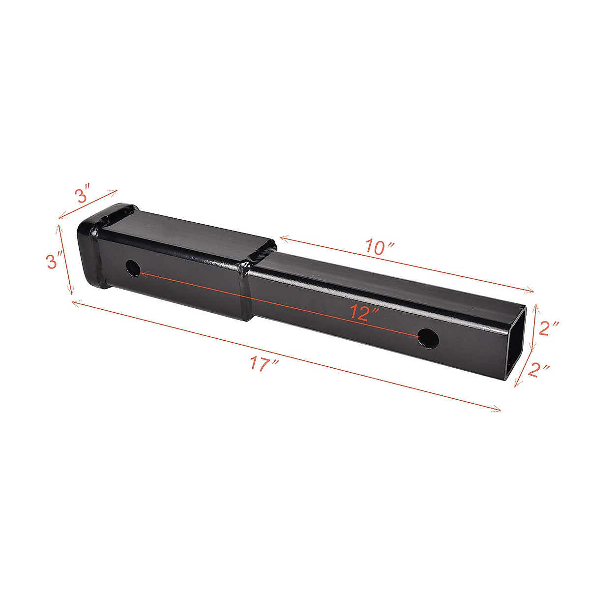 Fullwatt 12" Trailer Hitch Extension for 2-Inch Receiver Tube Extender Receiver Extension Tube Extenders 5/8" Pin Hole 4000 LBS Tow Capacity (12")