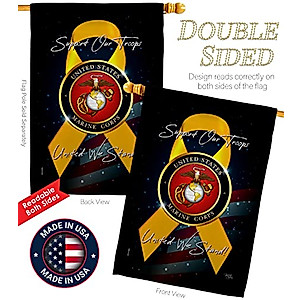 Breeze Decor Support Marine Corps Garden House Flag Kit Armed Forces USMC Semper Fi United State American Military Veteran Retire Official Decoration Banner Small Yard Gift Double-Sided, Made in USA