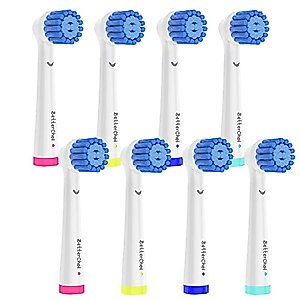 8 Pack Sensitive Gum Care Replacement Brush Heads Compatible with Oral b Braun Electric Toothbrush. Soft Bristle for Superior and Gentle Clean