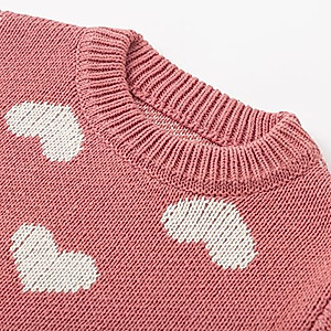 Simplee kids Baby Girls' Valentine's Sweater Pink Pullover Coat Cotton Sweater Patterns to Knit Heart for Autumn Fall and Winter 2-3T