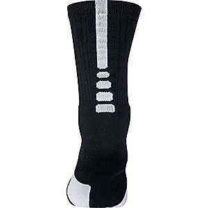NIKE Unisex Dry Elite 1.5 Crew Basketball Socks (1 Pair), Black/White/White, Small