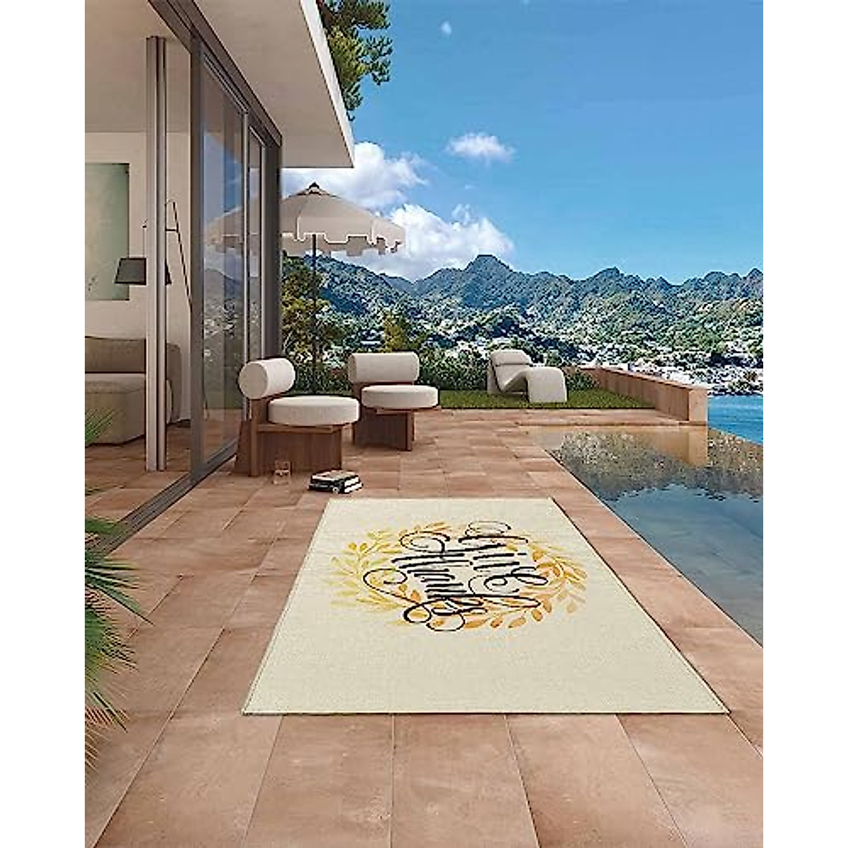 JasmineM Autumn Leaf Thanksgiving Outdoor Rug Mats, Waterproof Outdoor Plastic Straw Rug 4'x6' for Patio, Fall Retro Indoor Outdoor Area Rug for Front Door, Deck, Picnic, Porch, Balcony