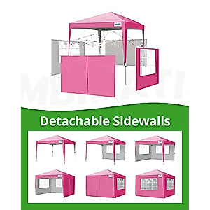 Quictent Upgraded 10'x10' Pop up Canopy Tent with Detachable & Interchangeable Sidewalls Instant Outdoor Gazebo Ez Party Tent Enclosed Waterproof (Pink)