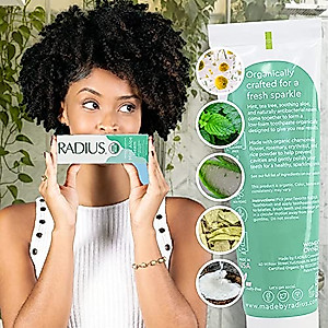 RADIUS USDA Organic Toothpaste 3oz Non Toxic Chemical-Free Gluten-Free Designed to Improve Gum Health & Prevent Cavity - Mint Aloe Neem - Pack of 2