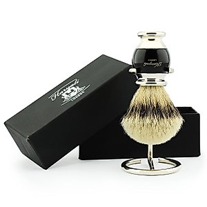 Haryali London Pure Silver Tip Badger Hair Shaving Brush with Brush Stand/Holder