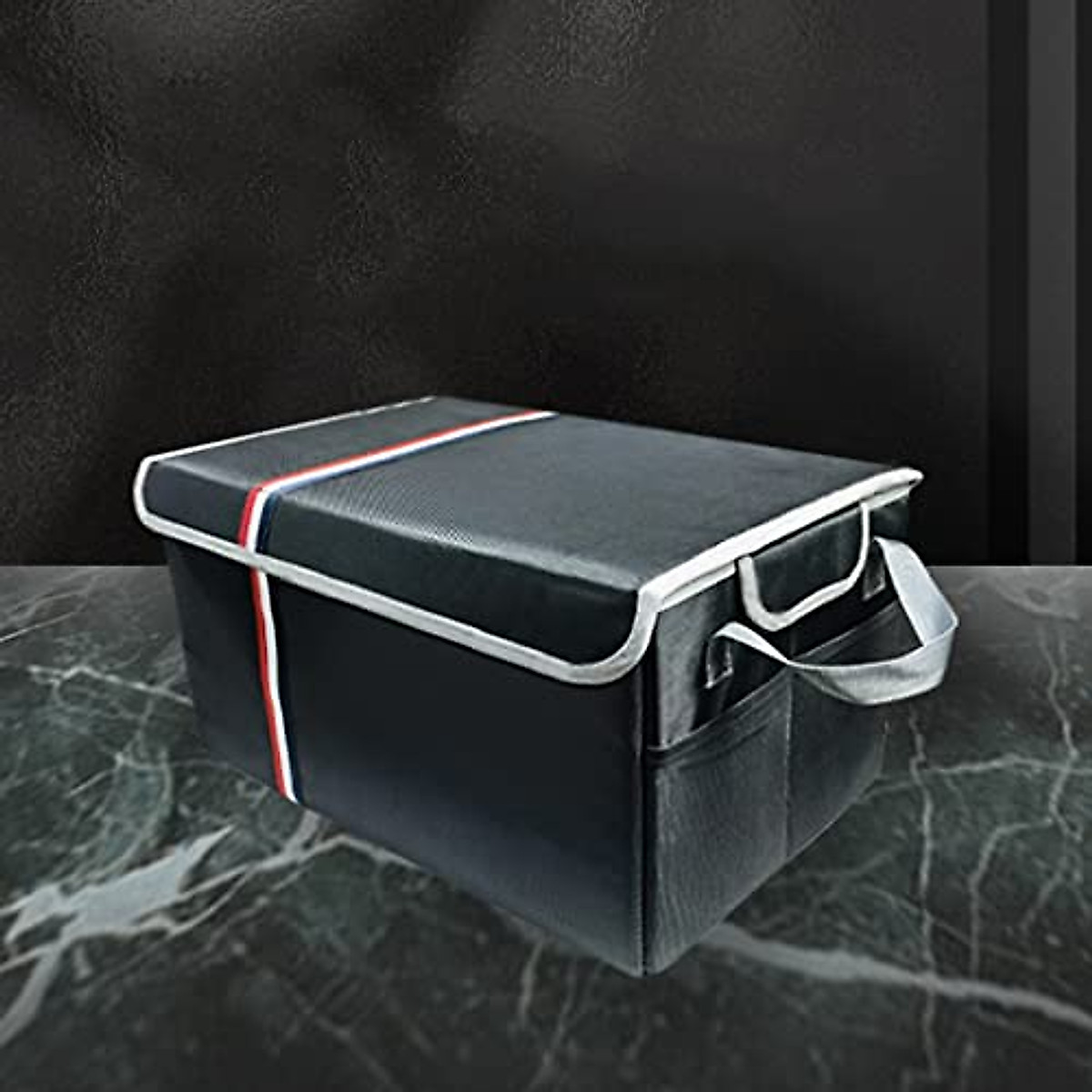 HXR Car Boot Bags 2 Pcs Foldable Car Trunk Organizer Car Tailgate Storage Box Waterproof and Wear-Resistant Car Boot Bags (Color : Black)