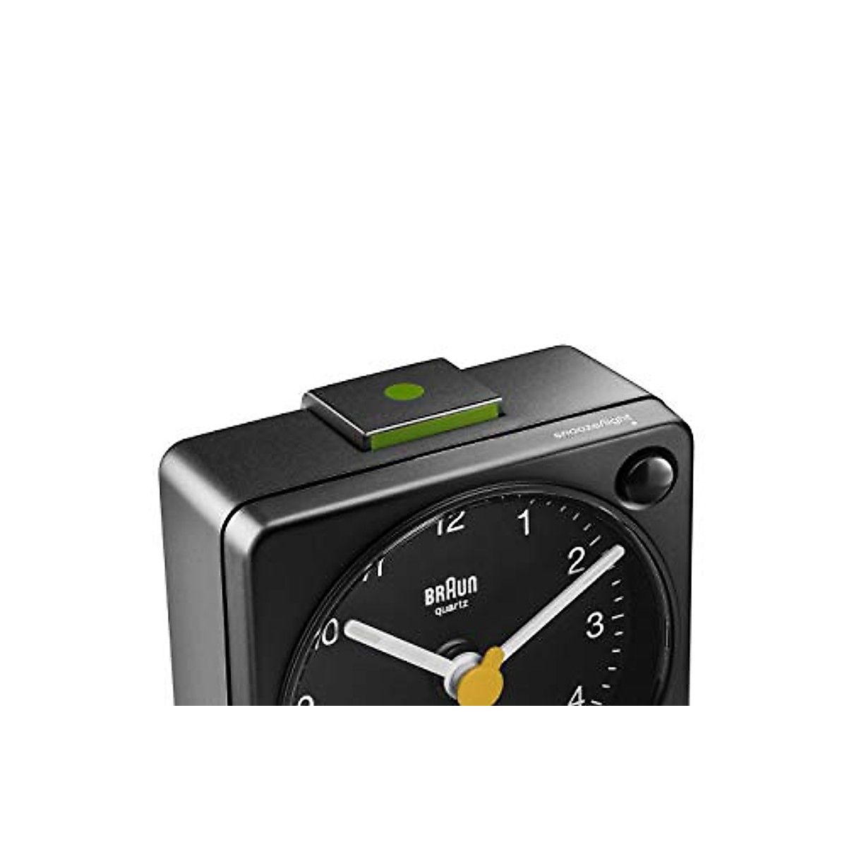 Braun Classic Travel Analogue Clock with Snooze and Light, Compact Size, Quiet Quartz Movement, Crescendo Beep Alarm in Black, Model BC02XB, One