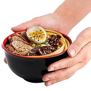 Lyellfe Set of 10 Miso Soup Bowl with Spoon, Restaurant Quality Melamine Cereal Rice Bowl, 16 Oz Unbreakable Japanese Dinnerware for Ramen, Udon Noodle, Dishwasher Safe