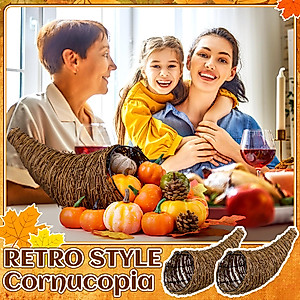 Dandat ThanksgivingFall Cornucopia Basket 13.78 Inch Farmhouse Fall Cornucopia Centerpieces Rustic Horn of Plenty Table Decoration for Fall Harvest Cornucopia Decor for Table Decorations Centerpieces