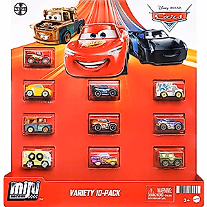 Mattel Disney Cars Toys Mini Racers Set of 10 Mini Toy Cars & Trucks, Collectibles Inspired by Disney Movies [Styles May Vary] (Amazon Exclusive)