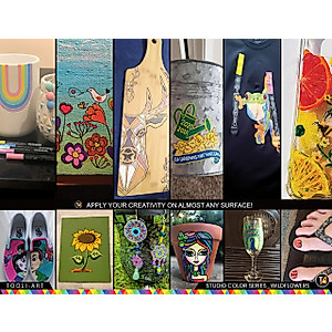 28 Wildflower Colors Acrylic Paint Pens Studio Color Series Markers Set 0.7mm Extra Fine Tip, Rock Painting, Glass, Mugs, Wood, Metal, Canvas, DIY, Detailing. Non Toxic, Waterbased, Quick Drying