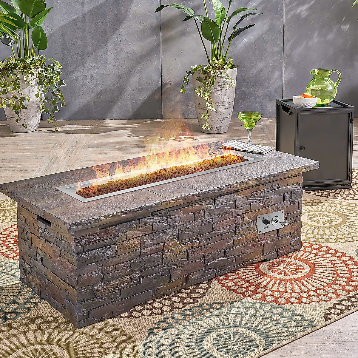 Stanbroil 36 x 6 Inch Linear Drop-in Natural Gas Fire Pit Pan Burner with Spark Ignition Kit, 304 Stainless Steel Natural Gas Fire Pit Insert for Outside, Rated up to 65,000 BTU’S